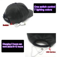 China Luminous LED Baseball Cap Hats With 7 Colors Light USB Charging for sale