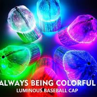 China Couple LED Glowing Hats Fiber Optic Flashing Caps USB Recharge for sale