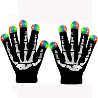 China Fingertips LED Light Gloves Flashing 3 Colors 6 Modes Skeleton for sale
