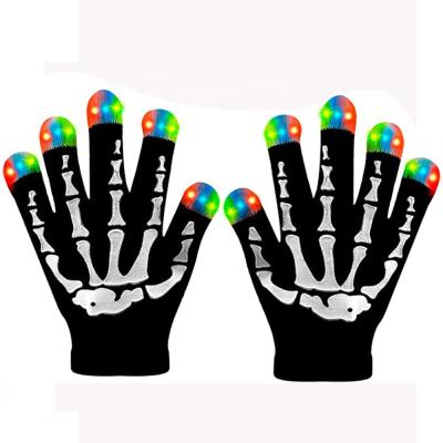 China Fingertips LED Light Gloves Flashing 3 Colors 6 Modes Skeleton for sale