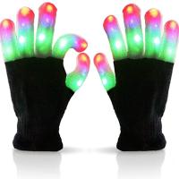 China Knit Light Up Gloves Finger Lights 3 Colors 6 Modes Flashing For Adults for sale