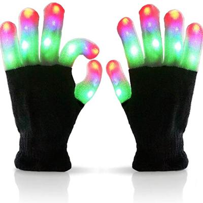 China Knit Light Up Gloves Finger Lights 3 Colors 6 Modes Flashing For Adults for sale