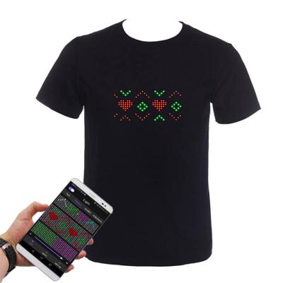 China Bluetooth Smart LED Lighting T Shirt Mobile APP Control Prgrammable Word for sale