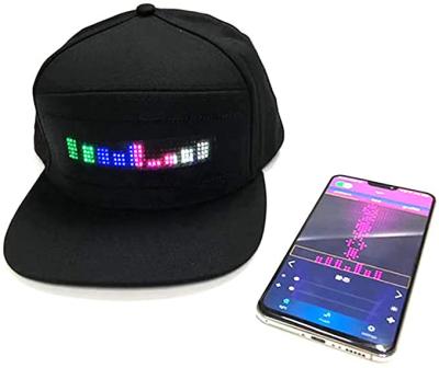 China Animated Sign Bluetooth LED Hat Programmable Message Black Cap for sale