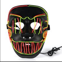 China Cross Stitch Joker Halloween Led Face Mask For Party Coplay Light Up In Dark for sale
