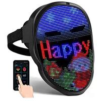 China APP Control Party LED Mask USB Rechargeable DIY Image Photos For Halloween Cosplay for sale