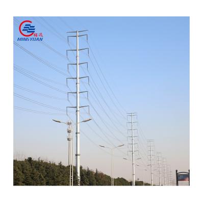 China hot dip galvanized tranmission line electric steel pole for cable project for sale