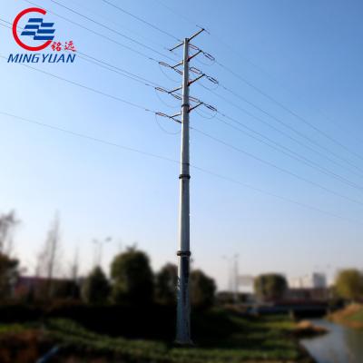 China Steel Hot Dipped Monopole Tower 132kv , 12m Power Transmission Tower for sale