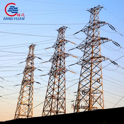 China Hot Dip Galvanized Electric Transmission Tower 110kV Q355B Tubular Three Four Legged Lattice for sale