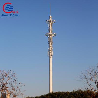 China Galvanized Steel Monopole Telecommunications Tower Poles Telecom Mobile Wifi 100 Ft for sale
