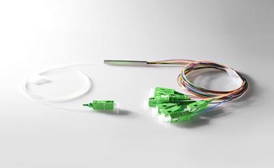 China Mini 1x8 Fiber Optic PLC Splitter SC APC 1m 1260-1650nm for sale