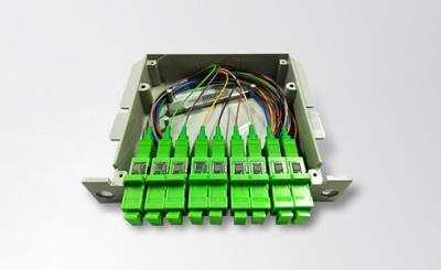 China 1x8 LGX Fiber Optic PLC Splitter SC APC Connector ABS Cardfile 1m for sale