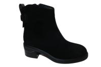 China Black Suede Ankle Boots for Women – Chunky Heel with Back Buckle Detail for sale