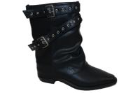 China Women's Black Crocodile Embossed Ankle Boots with Chunky Heel for sale