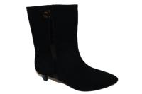 China Women's Suede Ankle Boots with Low Kitten Heel & Metal Buckle for sale