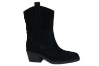 China Women's Black Suede Western Cowboy Boots with Block Heel for sale