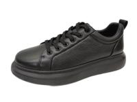 China Men's Black Leather Sneakers - Chunky Sole Casual Shoes for sale