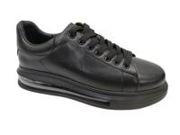 China Men's Black Leather Sneakers - Chunky Sole Casual Shoes for sale
