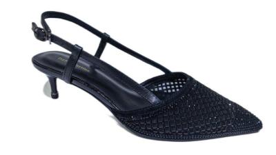 China Rhinestone Mesh Slingback Pumps Women Pointed Toe Thin Kitten Heel Sandals Elegant Evening Dress Heels for sale