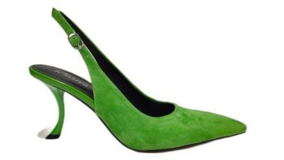 China Patent Cow Suede Lace-Up Slingback Pumps Women Pointed Toe Thin Kitten Heel Sandals Party Dress Heels for sale