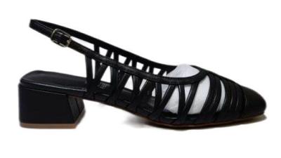 China Patent Lace-Up Slingback Pumps Women Pointed Toe Thin Kitten Heel Sandals Party Dress Heels for sale