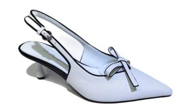 China Women Pointed Toe Perforated Slingback Pumps Metal Square Buckle Thin Kitten Heel Sandals Office Ladies Comfort Leather Back Strap Dress Shoes for sale
