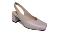 China Women Square Toe Slingback Block Heel Pumps Ladies Soft Leather Backless Chunky Heel Dress Sandals For Office Wedding Daily for sale