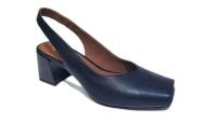 China Women Square Toe Slingback Block Heel Pumps Ladies Soft Leather Backless Chunky Heel Dress Sandals For Office Wedding Daily for sale