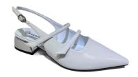 China Women Pointed Toe Double Strap Slingback Low Block Heel Pumps Ladies Patent Leather Backless Dress Sandals For Office Daily Party for sale