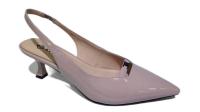 China Patent Leather Slingback Pumps Women Pointed Toe Kitten Heel Sandals Elegant Office Formal Dress Heels for sale