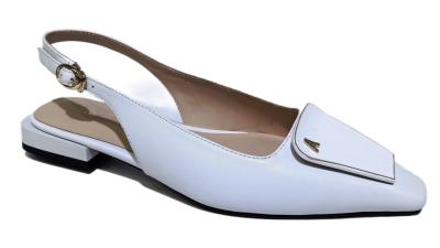 China Women Pointed Toe Slingback Flat Pumps Ladies Block Leather Adjustable Buckle Mary Jane Dress Shoes For Daily Office for sale