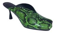 China Women Snake Print Peep Toe Mules Stiletto High Heels Slip On Slipper Heels For Party Club Daily Wear for sale