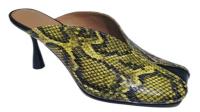 China Women Snake Print Peep Toe Mules Stiletto High Heels Slip On Slipper Heels For Party Club Daily Wear for sale