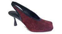China Suede Slingback Pumps Women Square Toe Thin Flared Heel Backless Dress Heels For Evening Party for sale