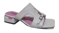 China Women Square Toe Slide Mules Sandals, Adjustable Buckle Strap Mid Block Heel Open Back Fashion Slides for sale