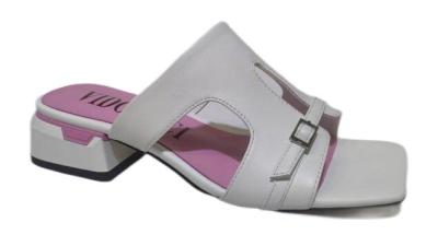 China Women Square Toe Slide Mules Sandals, Adjustable Buckle Strap Mid Block Heel Open Back Fashion Slides for sale