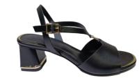 China Women Metal Trim Block Heel Slingback Sandals, Adjustable Buckle Ankle Strap Open Toe Summer Dress Shoes for sale