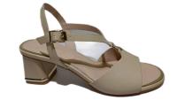 China Women Metal Trim Block Heel Slingback Sandals, Adjustable Buckle Ankle Strap Open Toe Summer Dress Shoes for sale