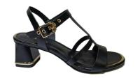 China Women Metal Trim Block Heel Slingback Sandals, Adjustable Buckle Ankle Strap Open Toe Summer Dress Shoes for sale