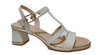 China Women Metal Trim Block Heel Slingback Sandals, Adjustable Buckle Ankle Strap Open Toe Summer Dress Shoes for sale