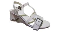 China Women Metal Trim Block Heel Slingback Sandals, Adjustable Buckle Ankle Strap Open Toe Summer Dress Shoes for sale