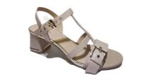 China Women Metal Trim Block Heel Slingback Sandals, Adjustable Buckle Ankle Strap Open Toe Summer Dress Shoes for sale