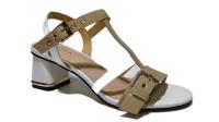 China Women Metal Trim Block Heel Slingback Sandals, Adjustable Buckle Ankle Strap Open Toe Summer Dress Shoes for sale