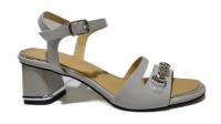 China Women Metal Trim Block Heel Slingback Sandals, Adjustable Buckle Ankle Strap Open Toe Summer Dress Shoes for sale