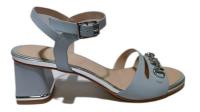 China Women Metal Trim Block Heel Slingback Sandals, Adjustable Buckle Ankle Strap Open Toe Summer Dress Shoes for sale