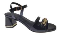 China Women Metal Trim Block Heel Slingback Sandals, Adjustable Buckle Ankle Strap Open Toe Summer Dress Shoes for sale