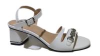 China Women Metal Trim Block Heel Slingback Sandals, Adjustable Buckle Ankle Strap Open Toe Summer Dress Shoes for sale