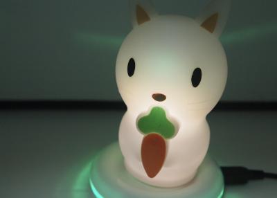 China Silicone Colorful Rechargeable Night Lamp / Silicone Rabbit Night Light for sale