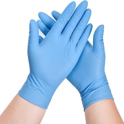 China Blue Nitrile Exam Gloves Powder Free Non Sterile Medical Grade S M L XL for sale