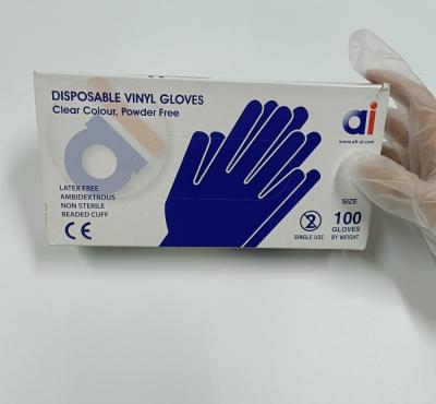 China Disposable Clear Vinyl Gloves Powder Free Latex Free Food Grade 100 Pack for sale